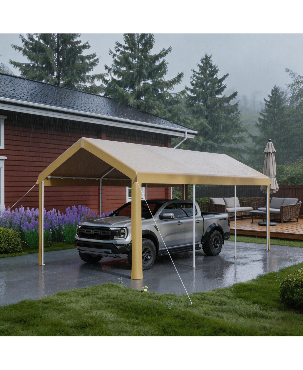 Click here for homfan Carport Canopy with Steel Frame  Heavy Duty... prices