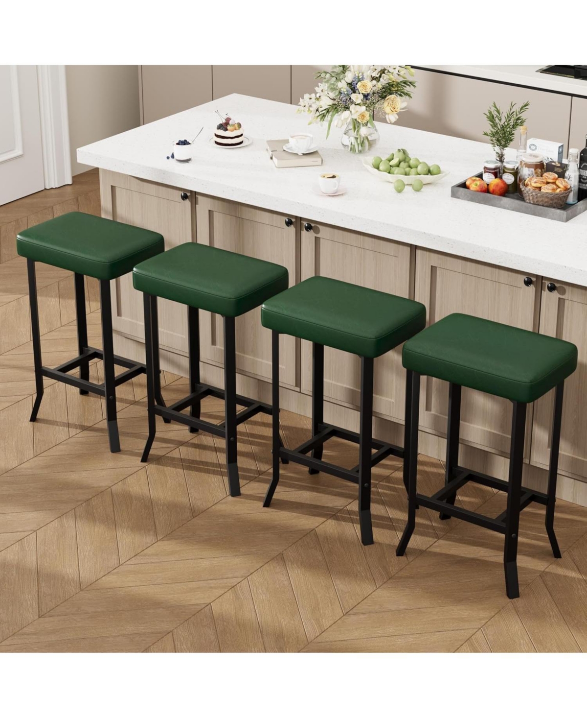 Click here for homfan Set of 4 24.6 Inch Bar Stools  Premium Faux... prices