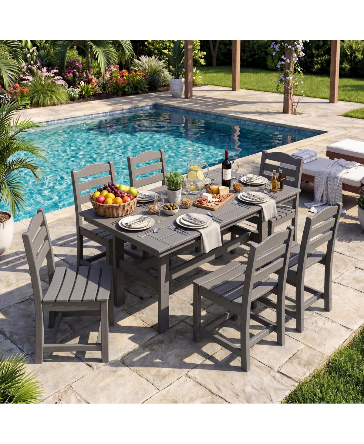 Click here for Homsee 71-Inch Hdpe Dining Set with 6 Side Chairs... prices