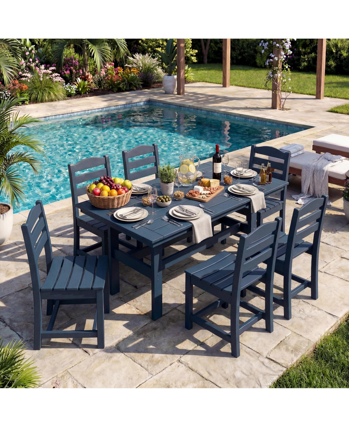 Click here for Homsee 71-Inch Hdpe Dining Set with 6 Side Chairs... prices
