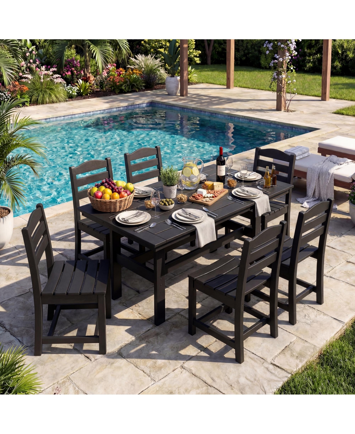 Click here for Homsee 71-Inch Hdpe Dining Set with 6 Side Chairs... prices