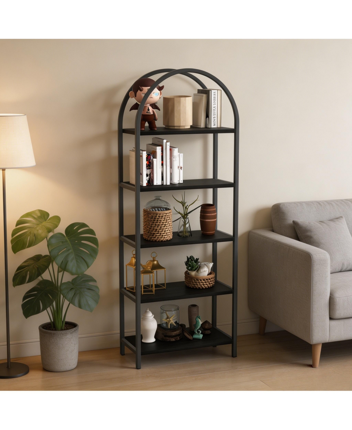Click here for homfan 5-Tier Arched Metal Frame Bookshelf  Anti-T... prices