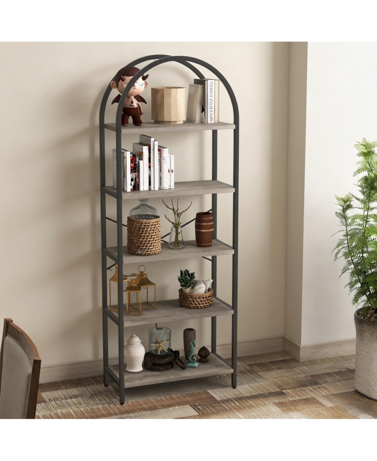 Click here for homfan 5-Tier Arched Metal Frame Bookshelf  Anti-T... prices