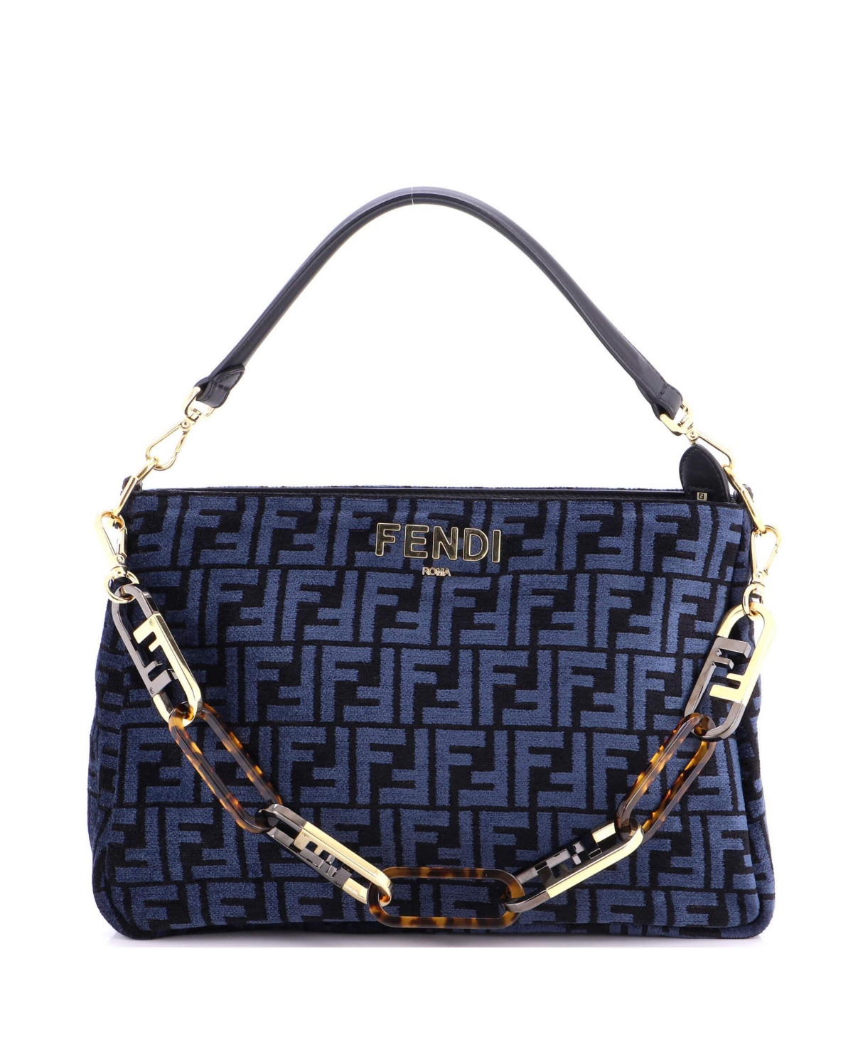 Click here for Pre-Owned Fendi OLock Zip Shoulder Bag Zucca Cheni... prices