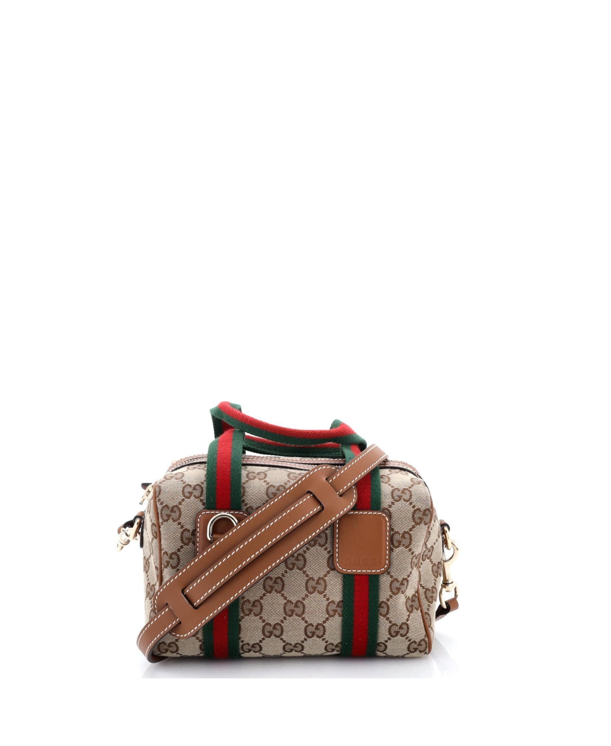 Click here for Pre-Owned Gucci Mini Web Boston Bag Gg Canvas - Br... prices