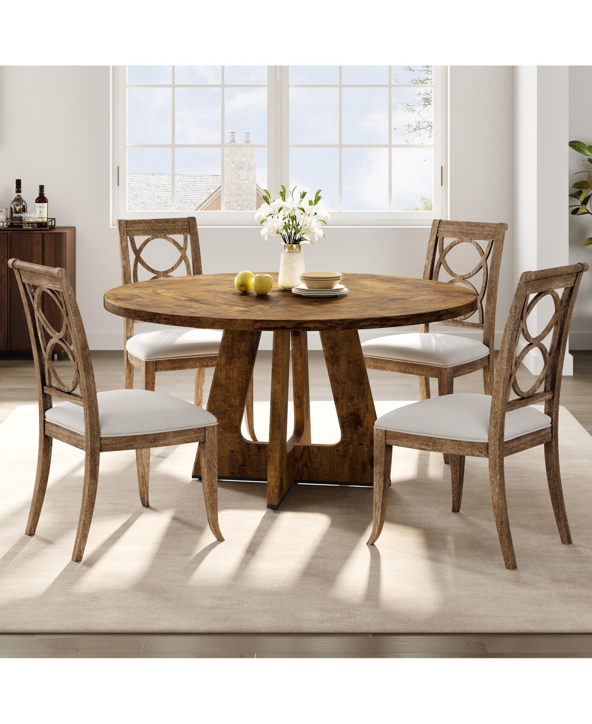 Click here for gaomon 47 in Round Large Dining Table Set for 4 to... prices