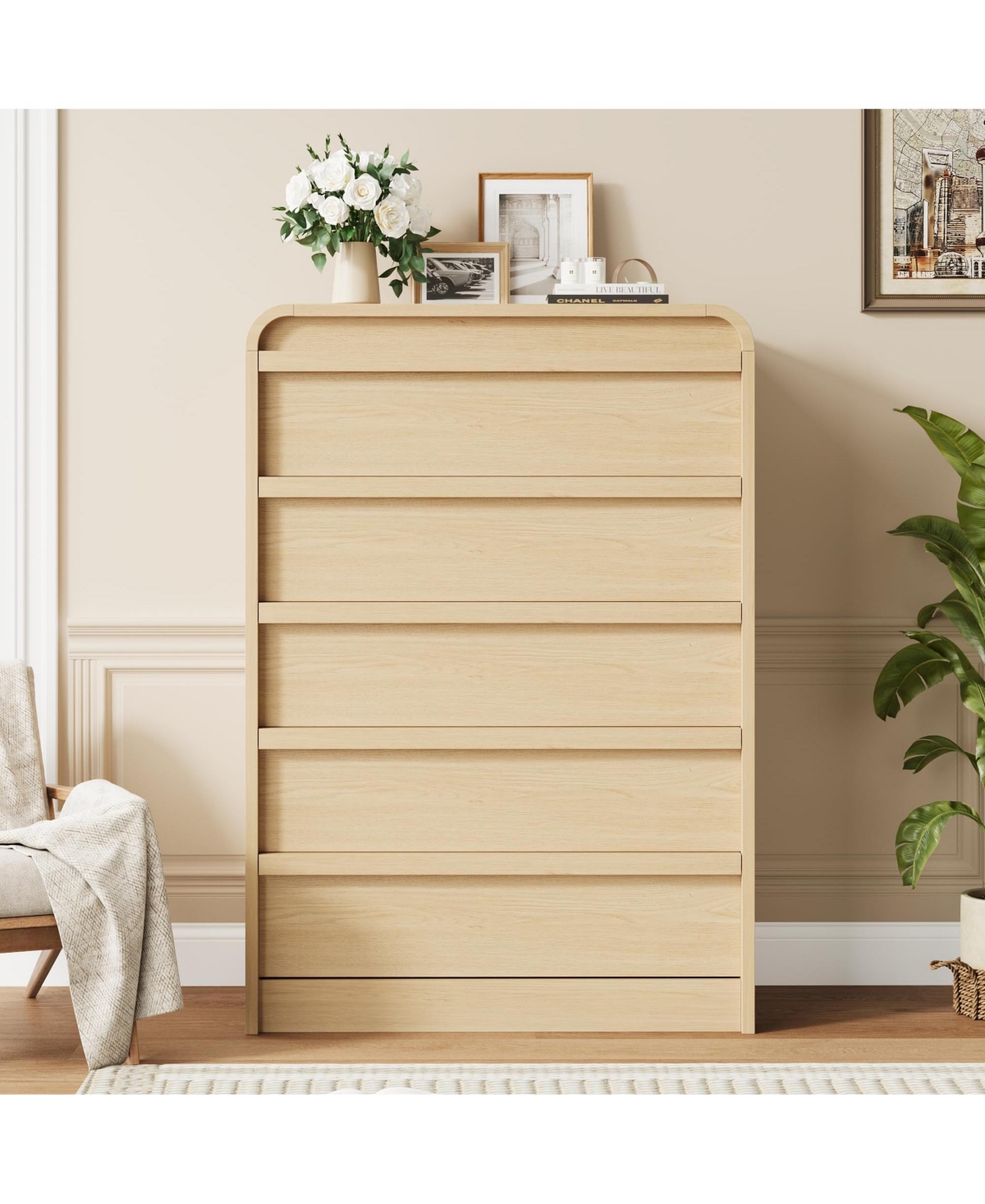 Click here for homfan Modern Arched 5-Drawer Dresser  45 Tall Fre... prices