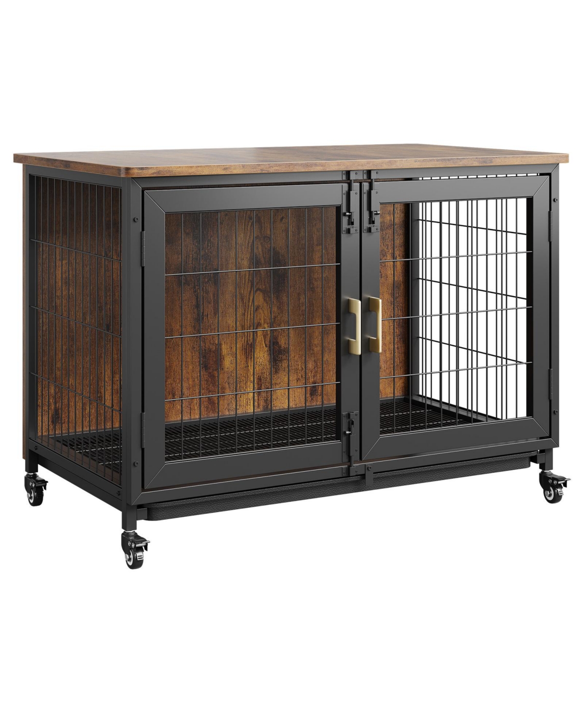 Click here for homfan Decorative Dog Crate Wooden Kennel with Whe... prices