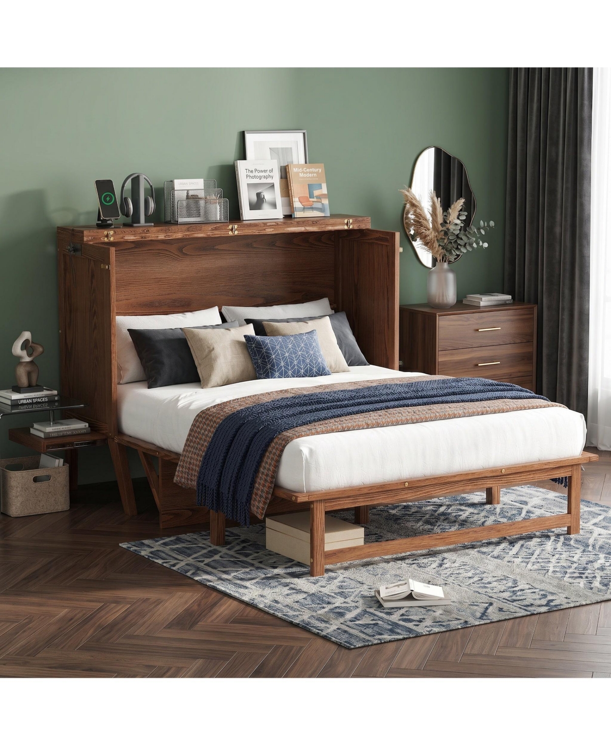 Click here for Sailvan Full Size Murphy Bed with Usb Port Shelves... prices