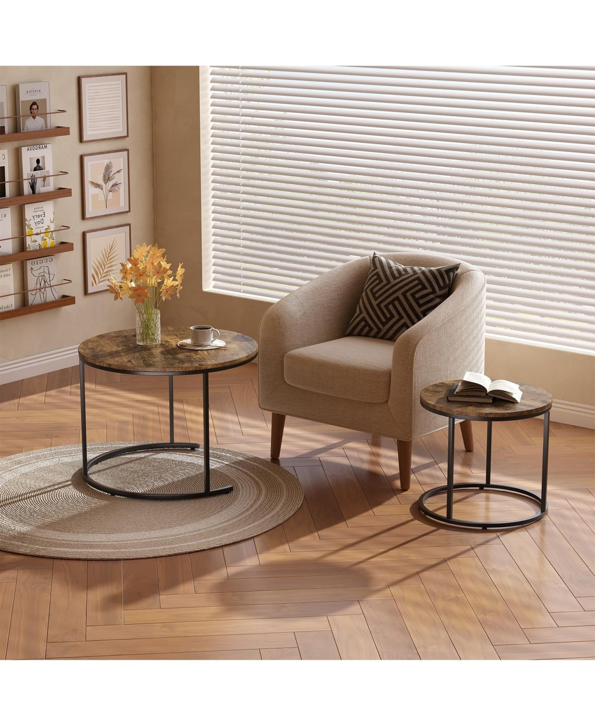 Click here for homfan Round Nesting Coffee Table Set of 2  Round... prices