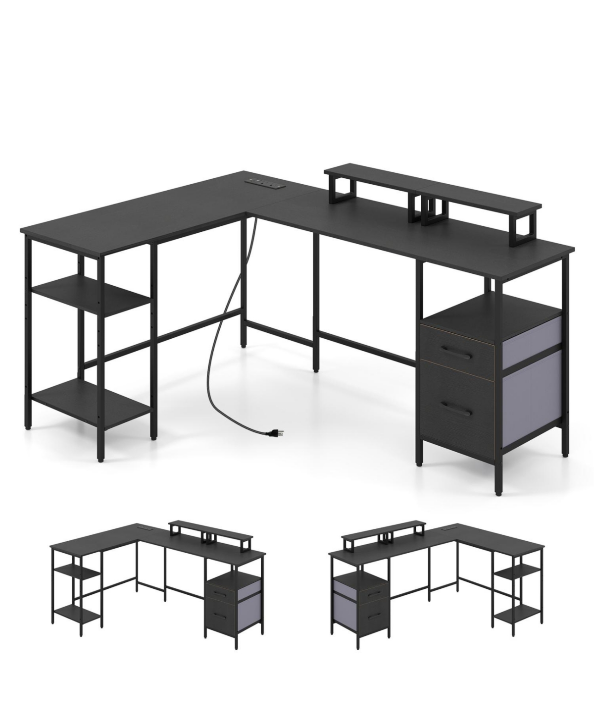 Click here for Slickblue Corner Computer Desk with Power Outlet a... prices