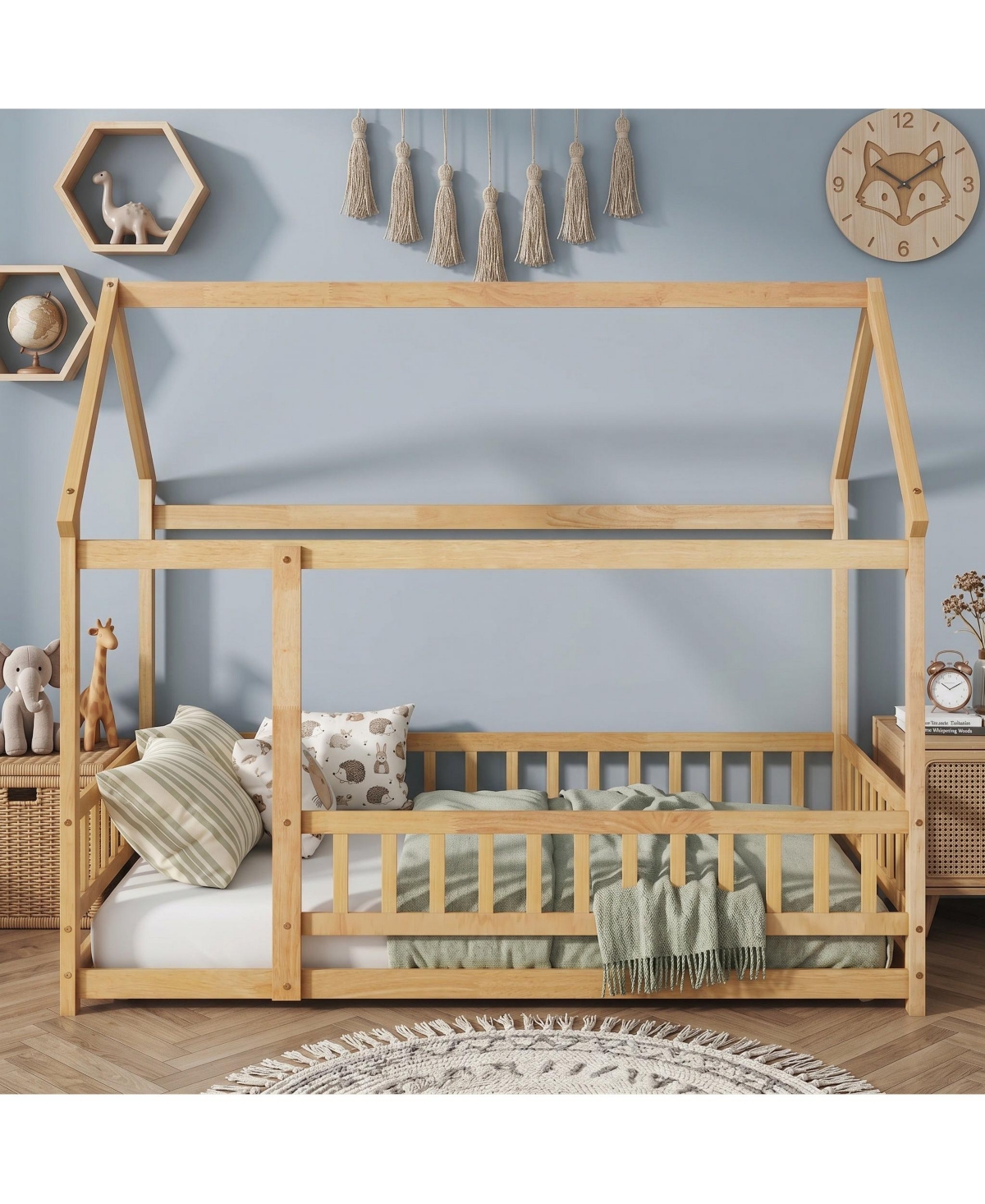Click here for Sailvan House Floor Wooden Bed with Roof Frame Saf... prices