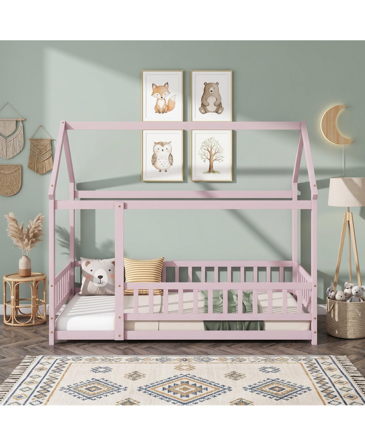 Click here for Sailvan House Floor Wooden Bed with Roof Frame Saf... prices