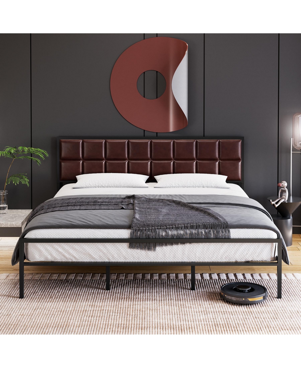Click here for homfan Modern Faux Leather Upholstered Platform Be... prices