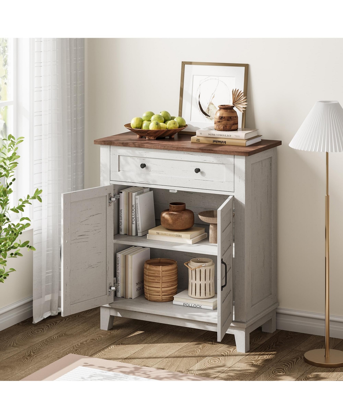 Click here for homfan Rustic Storage Cabinet 31.5 Adjustable 3-Ti... prices