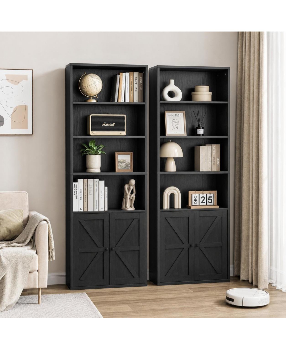 Click here for homfan Set of 2 Industrial Bookcase with Doors 71.... prices