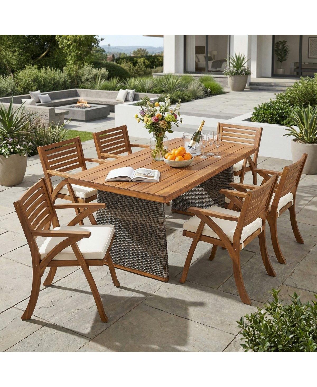 Click here for Asagikoiai 7-Piece Outdoor Patio Dining Set with 7... prices