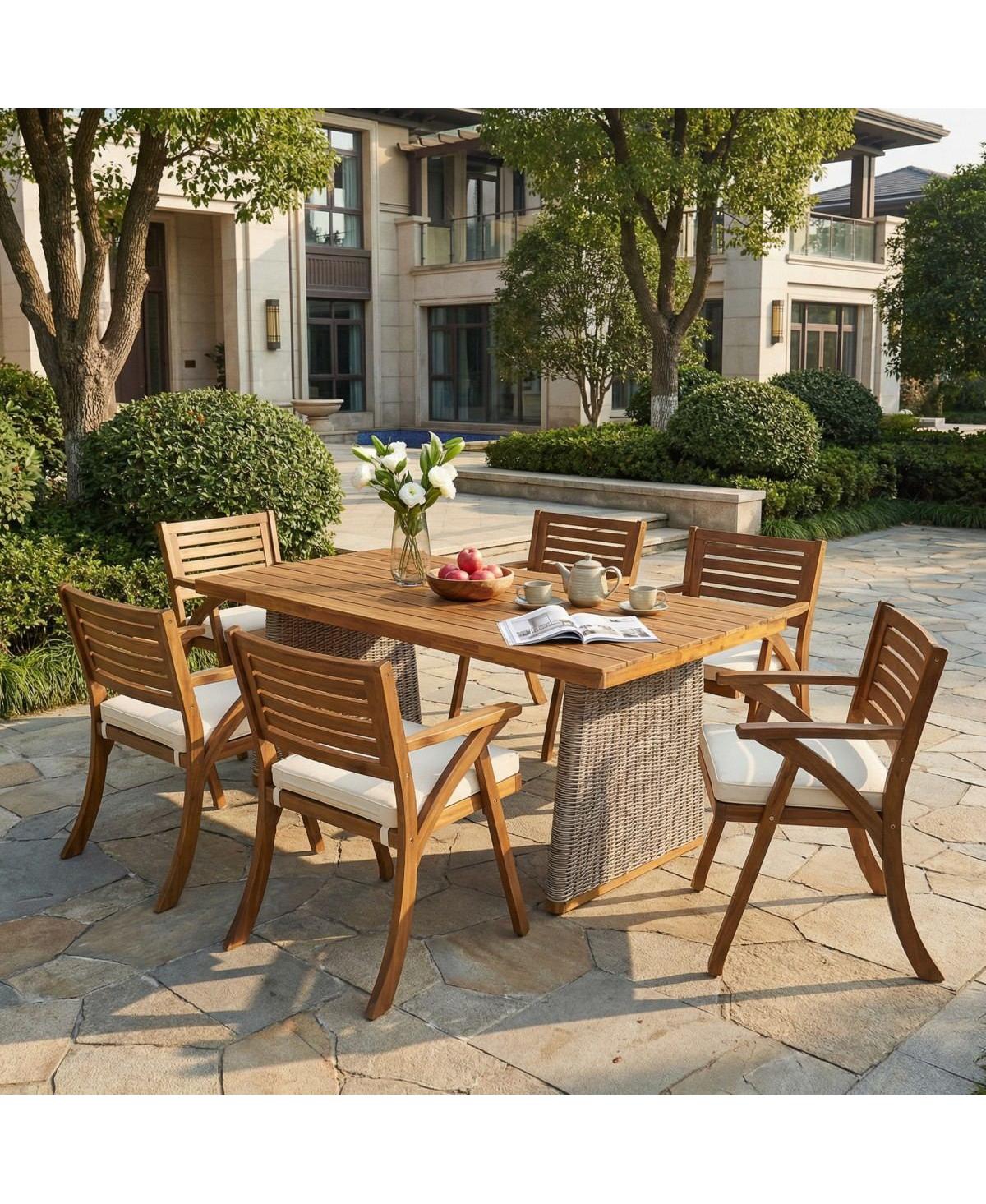 Click here for Asagikoiai 7-Piece Outdoor Patio Dining Set with 7... prices
