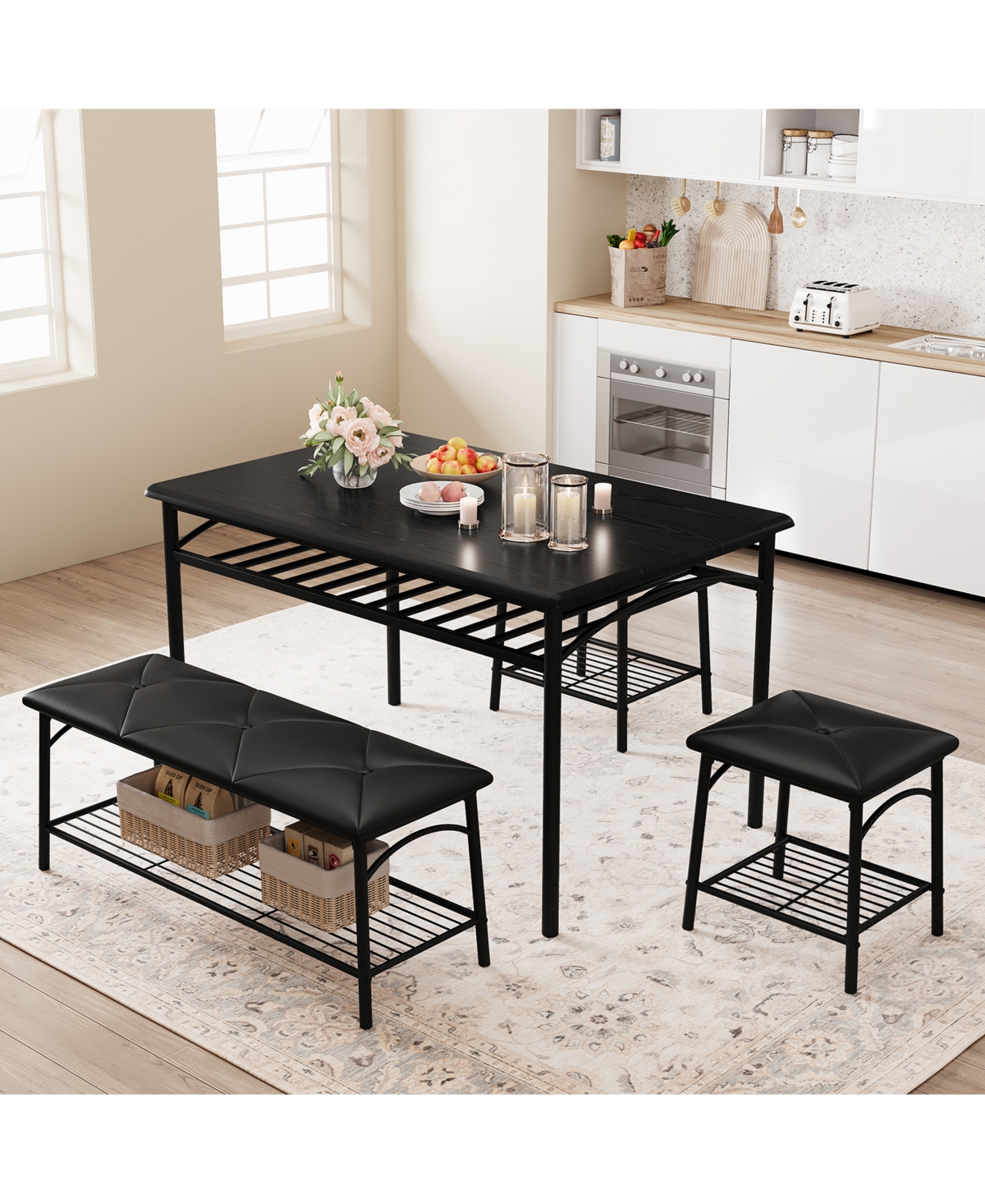 Click here for homfan 4-Piece Storage Dining Set  Pu Padded Bench... prices