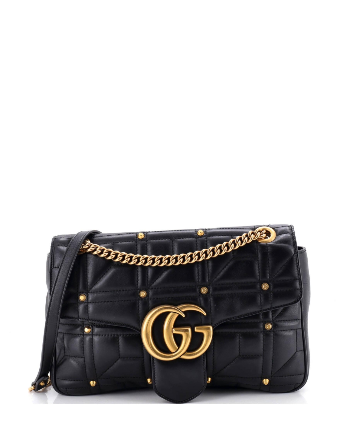 Click here for Pre-Owned Gucci Medium Gg Marmont Flap Bag Studded... prices