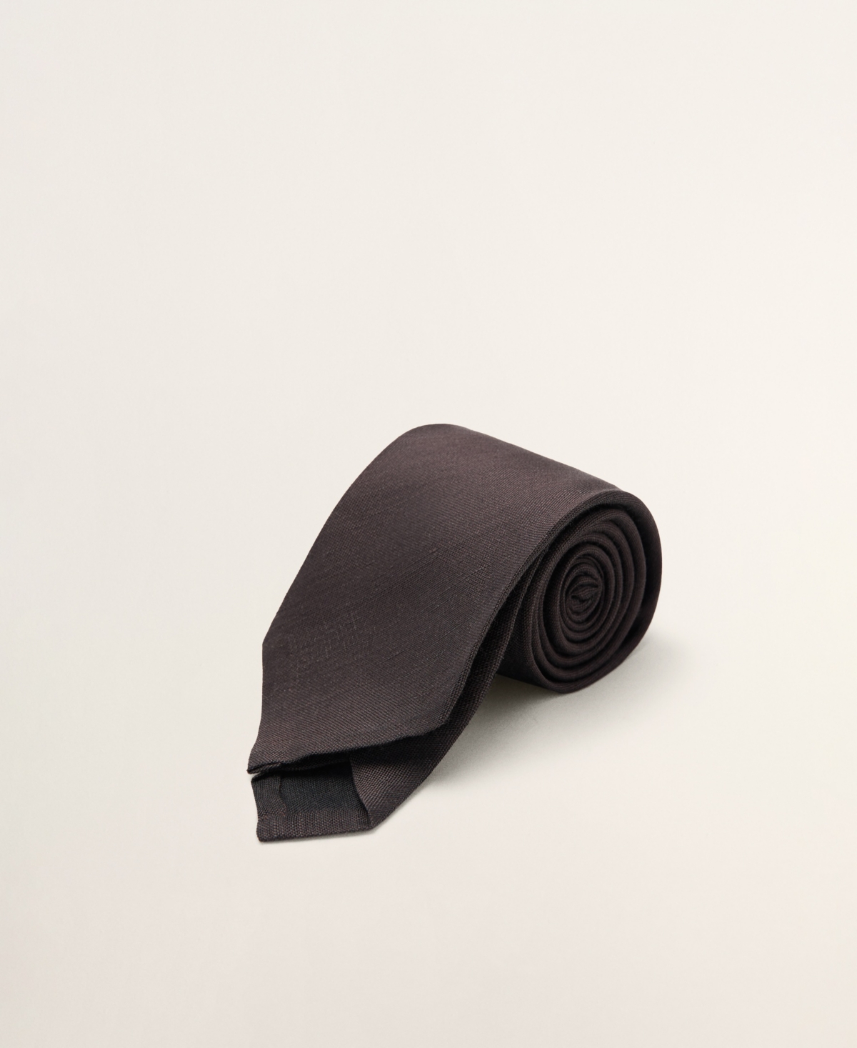 Click here for Mango Mens Solid Linen-Silk-Blend Tie - Brown prices