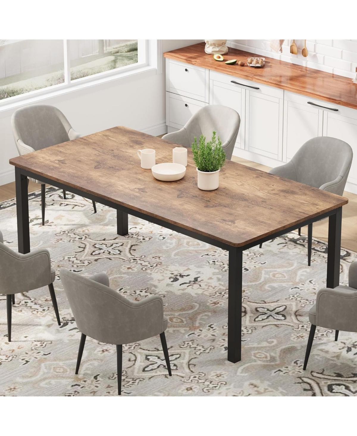 Click here for gaomon Kitchen Table Industrial Dining Table Large... prices