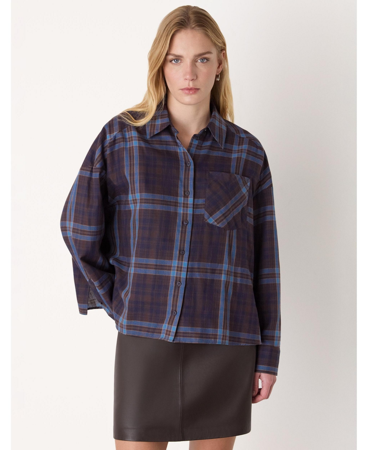 Click here for Whistles Womens Checked Brushed Cotton Shirt - Dar... prices