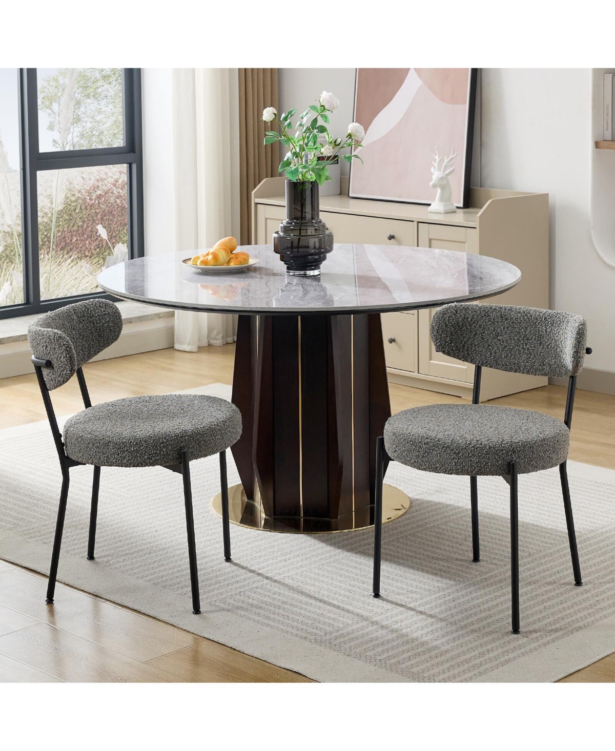 Click here for gaomon Set of 2 Mid Century Boucle Upholstered Din... prices