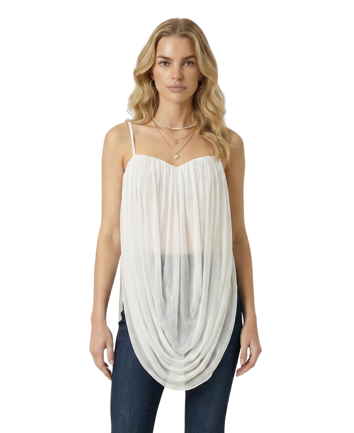 Click here for Modenaire Womens Draped Chiffon Sweetheart-Neck Ti... prices
