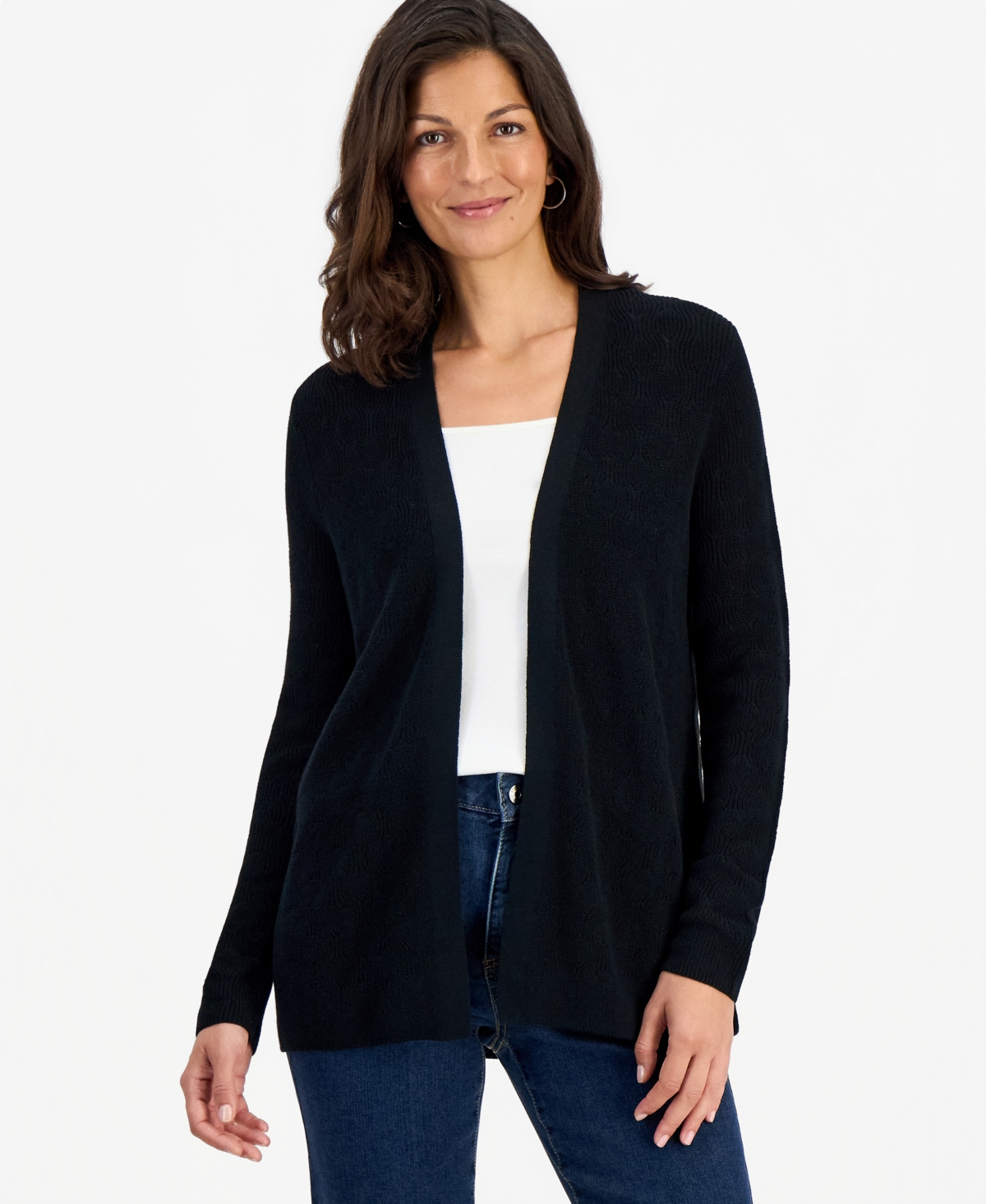 Click here for Style & Co Petite Textured Open-Front Cotton Cardi... prices