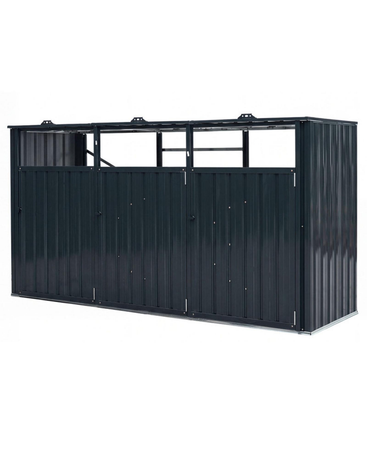 Click here for Sugift 3-Bin Metal Trash Can Storage Shed with Fli... prices
