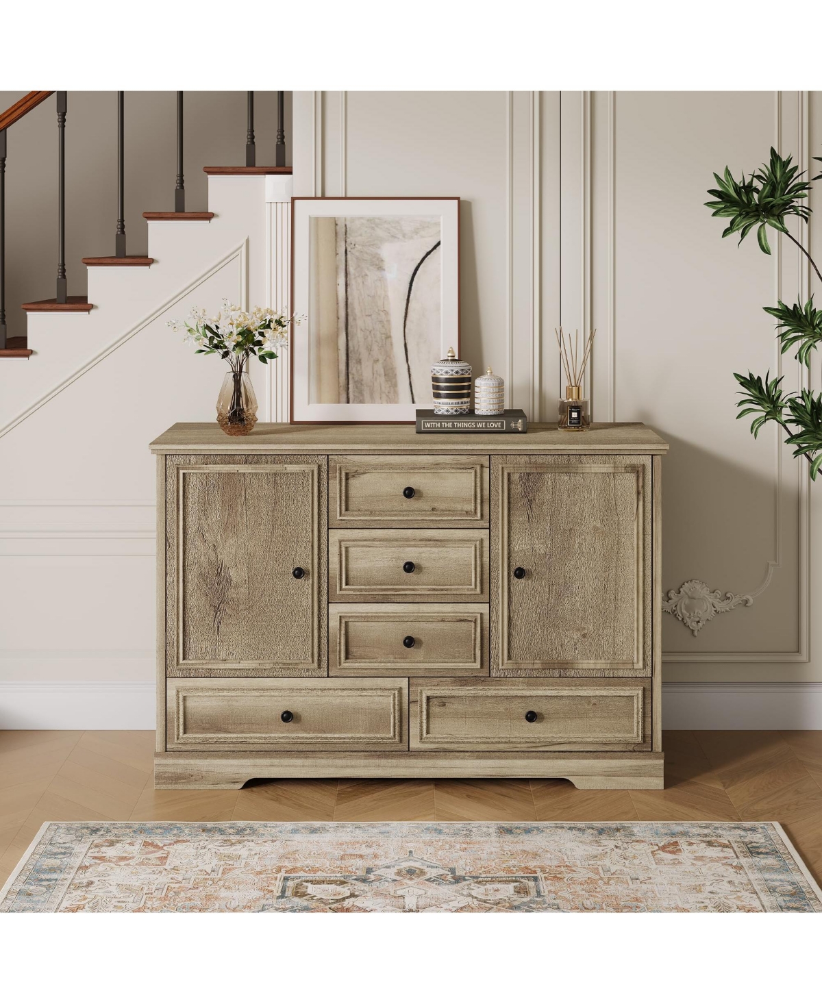 Click here for homfan Farmhouse Sideboard Buffet Cabinet with 5 D... prices