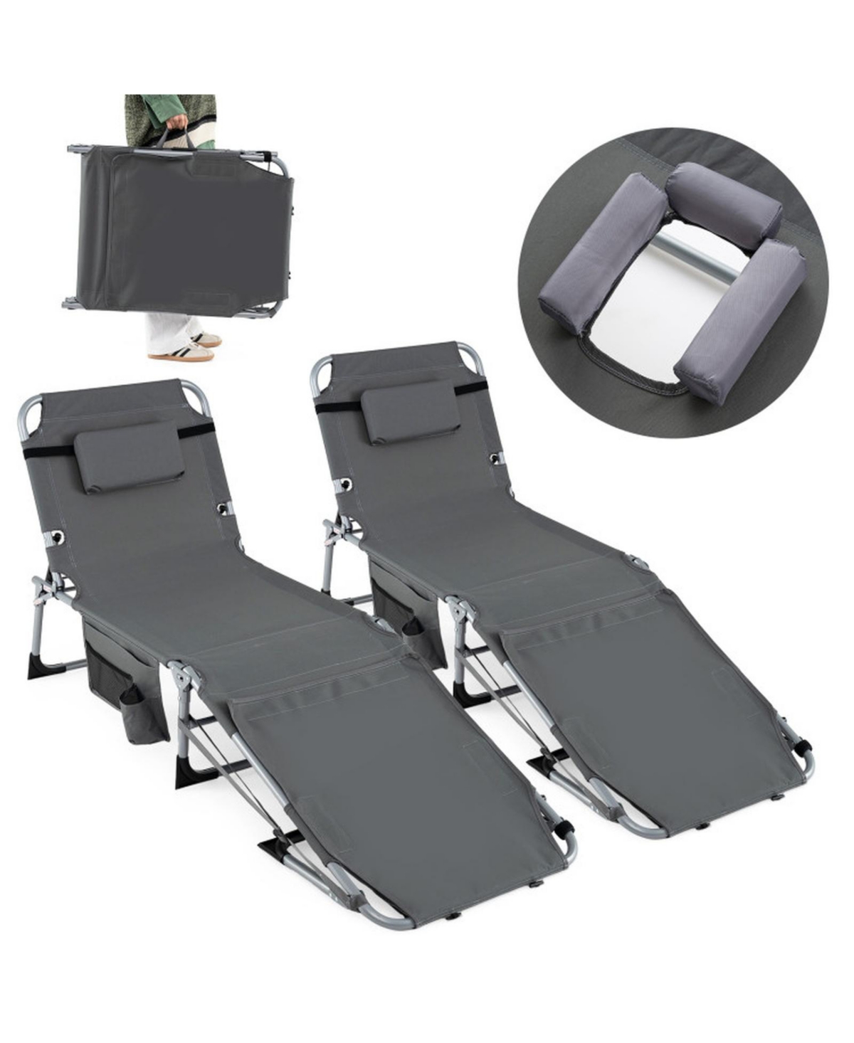 Click here for Gouun Set of 2 Tanning Chair with Face Arm Holes P... prices
