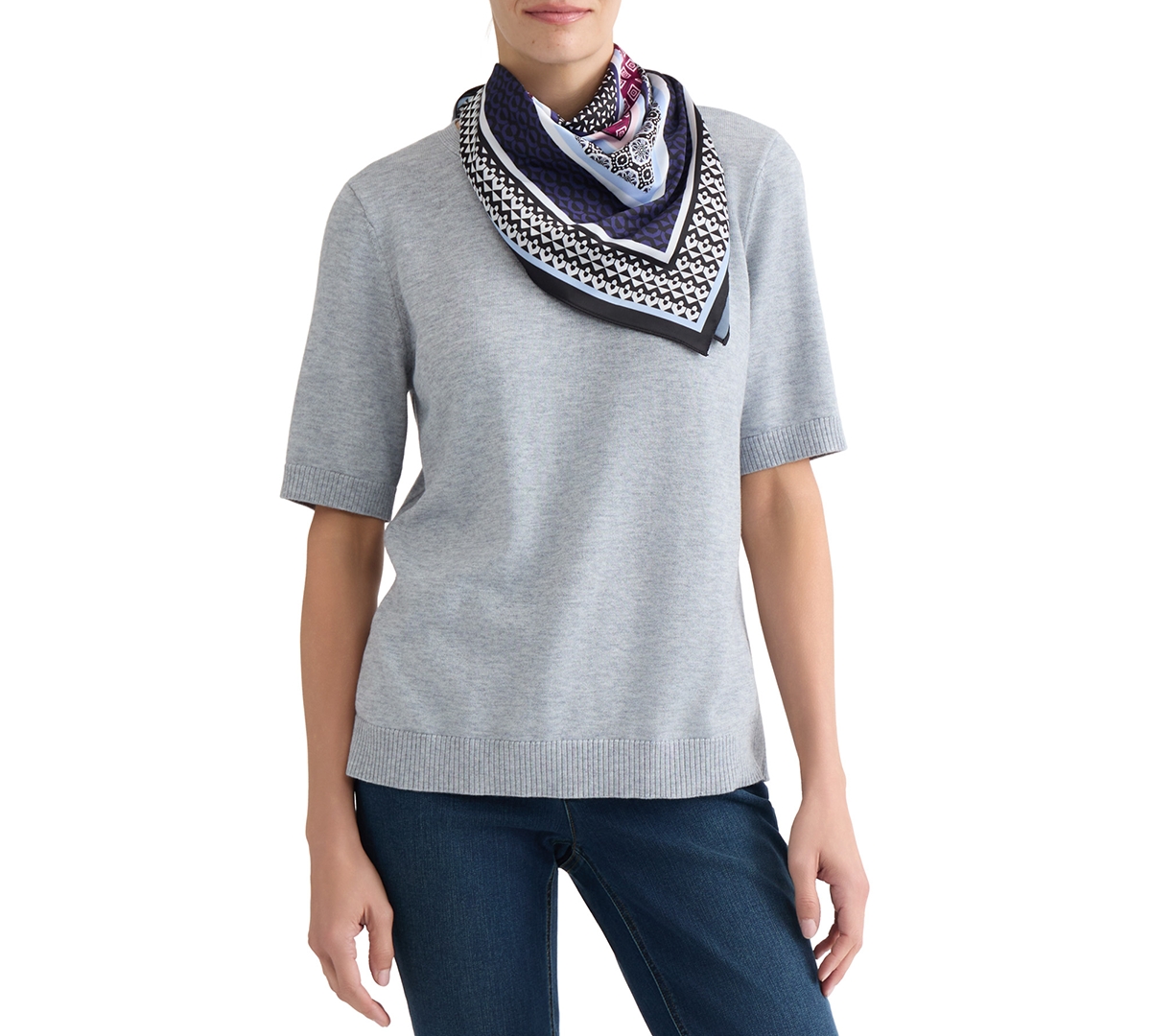 Click here for Jones New York Womens Accent Rib Knit Scarf T-Shir... prices
