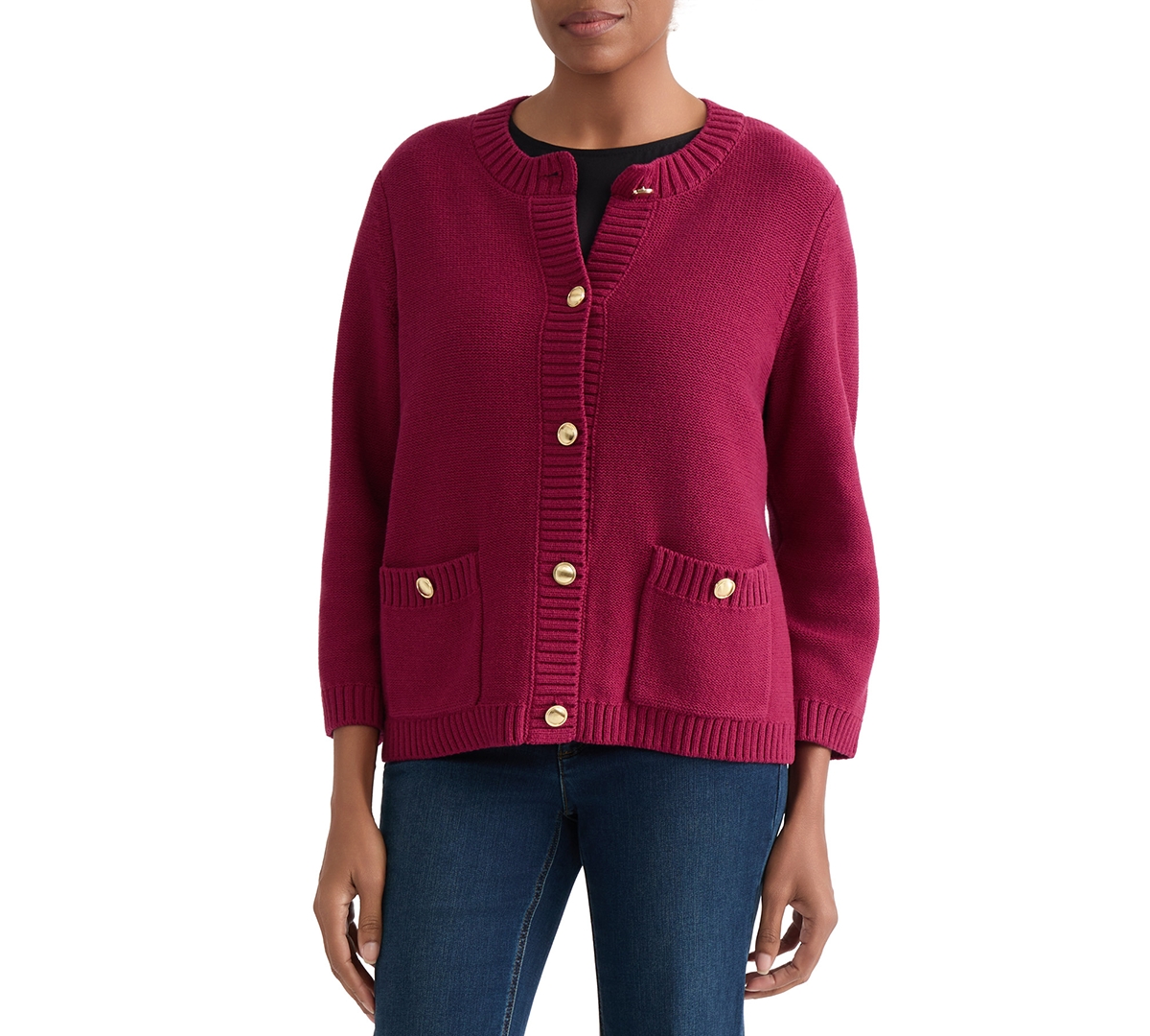 Click here for Jones New York Womens Pocket Detail Cardigan - Ber... prices