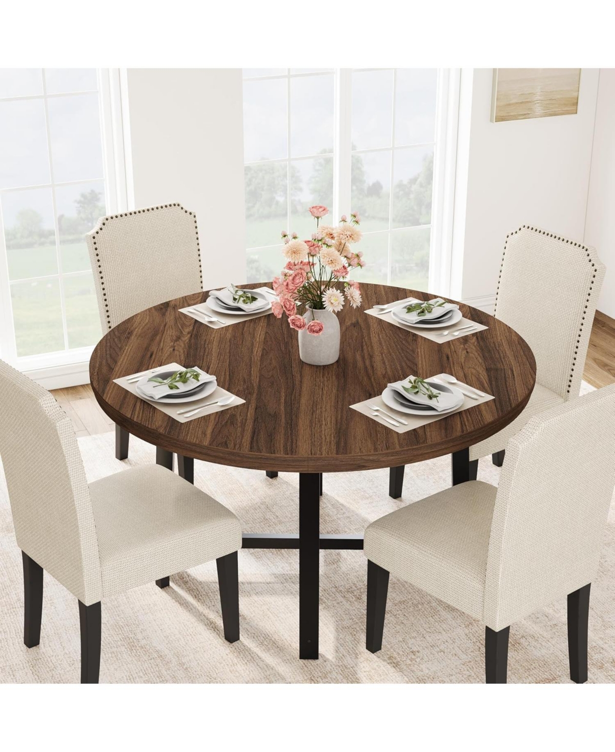 Click here for Homfan 5-Piece Dining Table Set for 4  47 Round Di... prices