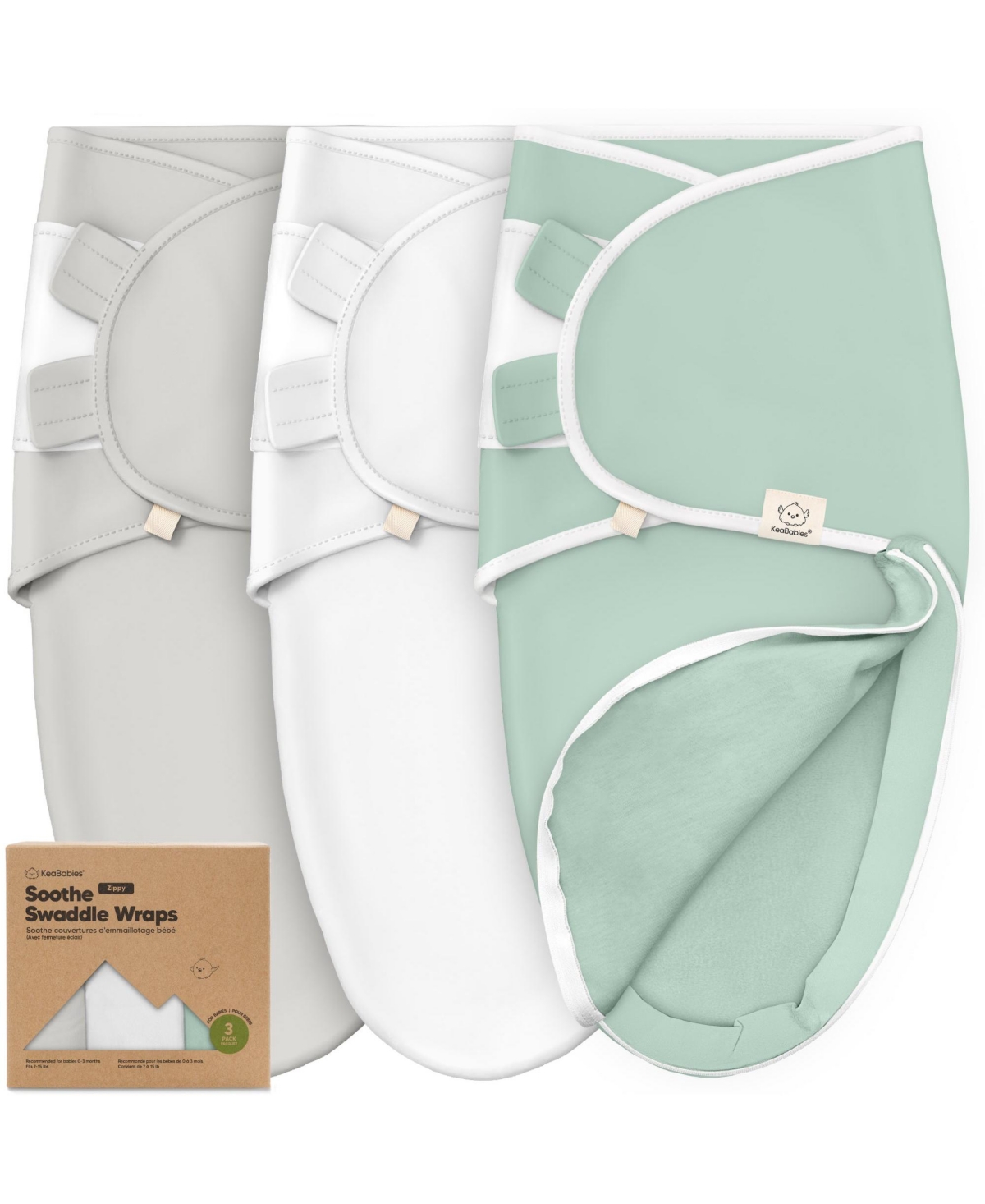 Click here for KeaBabies 3pk Soothe Zippy Baby Swaddles 0-6 Month... prices