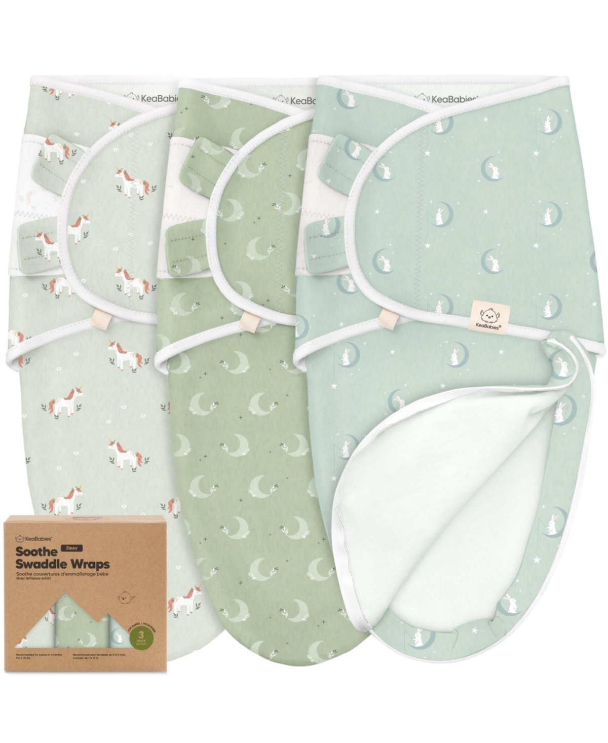 Click here for KeaBabies 3pk Soothe Zippy Baby Swaddles 0-6 Month... prices