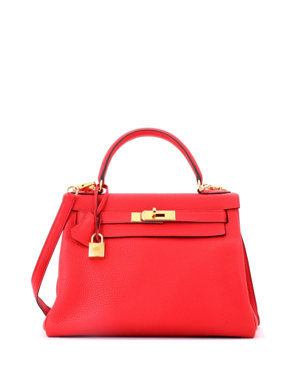 Click here for Pre-Owned HERMES Kelly 28 Handbag Red Clemence wit... prices
