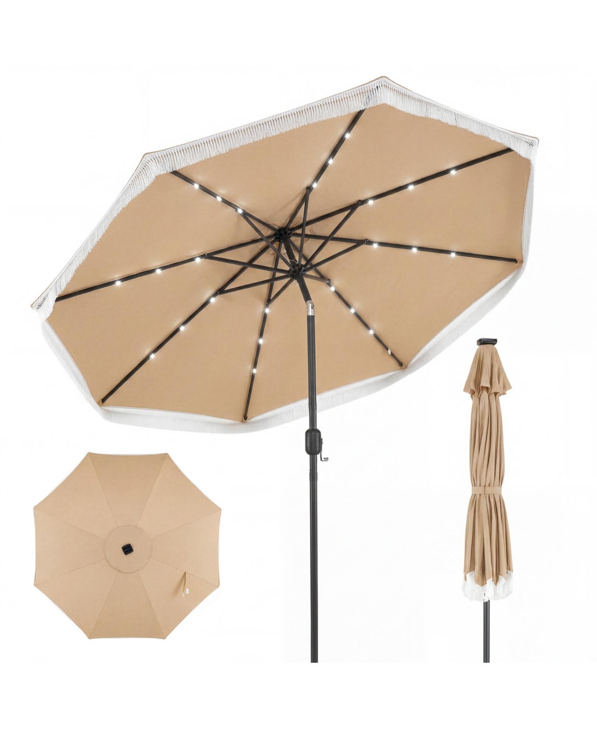 Click here for Sugift 9 ft Solar Patio Market Umbrella with 24 Le... prices
