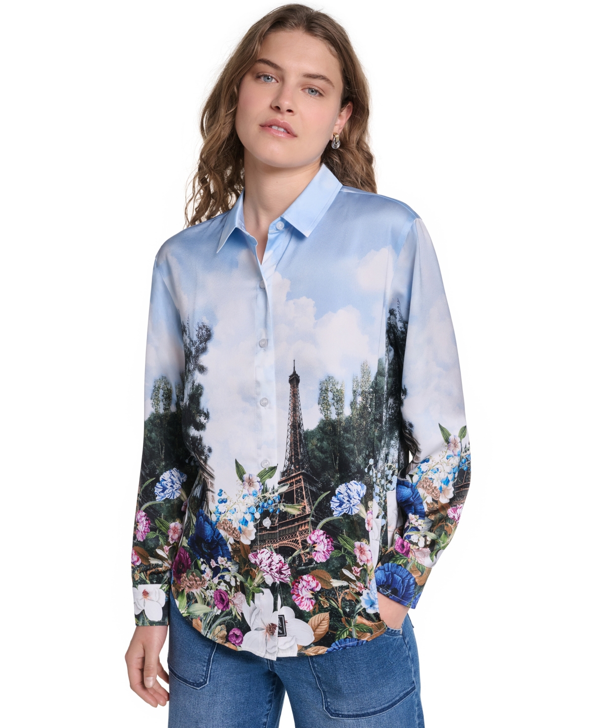 Click here for Karl Lagerfeld Paris Womens Printed Collared Neck... prices