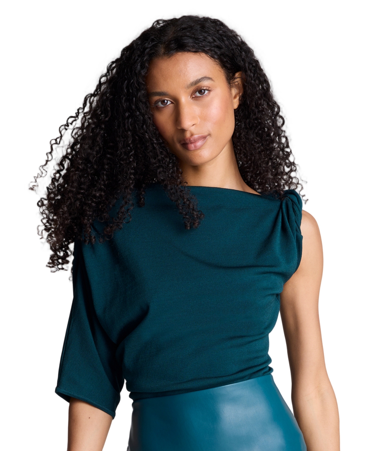 Click here for Kenneth Cole Womens Asymmetrical Draped Knit Sweat... prices