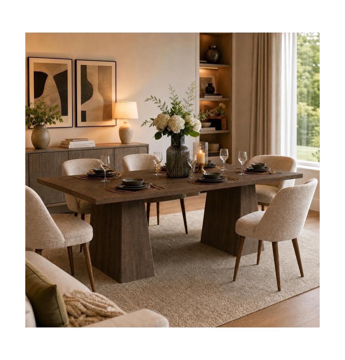 Click here for homfan Rectangular Wooden Dining Table for 6-8  He... prices