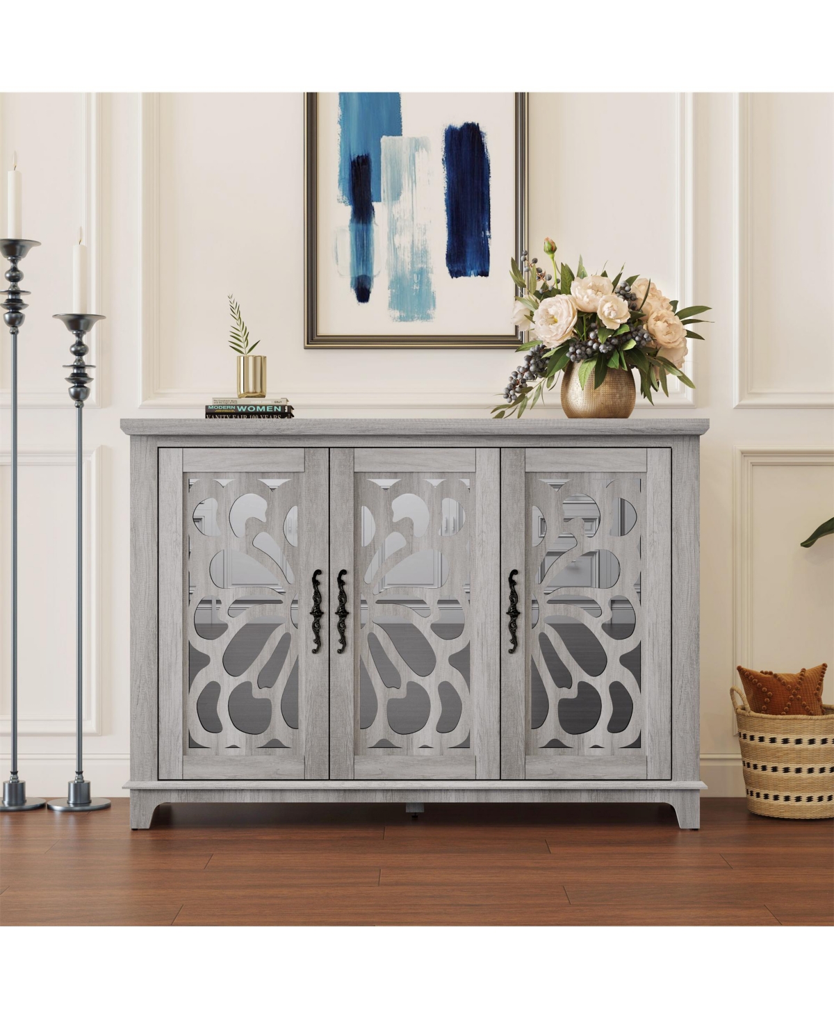 Click here for Clihome Buffet Cabinet with 3 Mirrored Doors  49.3... prices