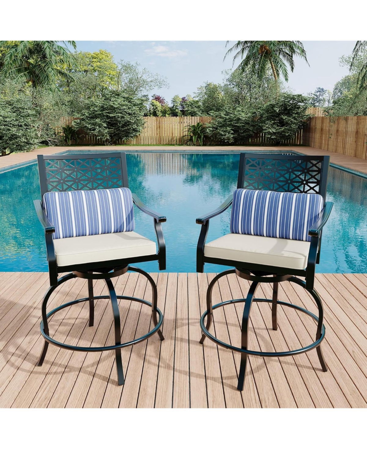 Click here for gaomon Outdoor Swivel Bar Stools Counter Height wi... prices