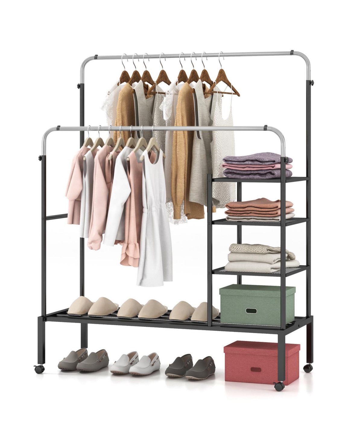 Click here for Ecooso Rolling Double Rods Garment Rack with Heigh... prices