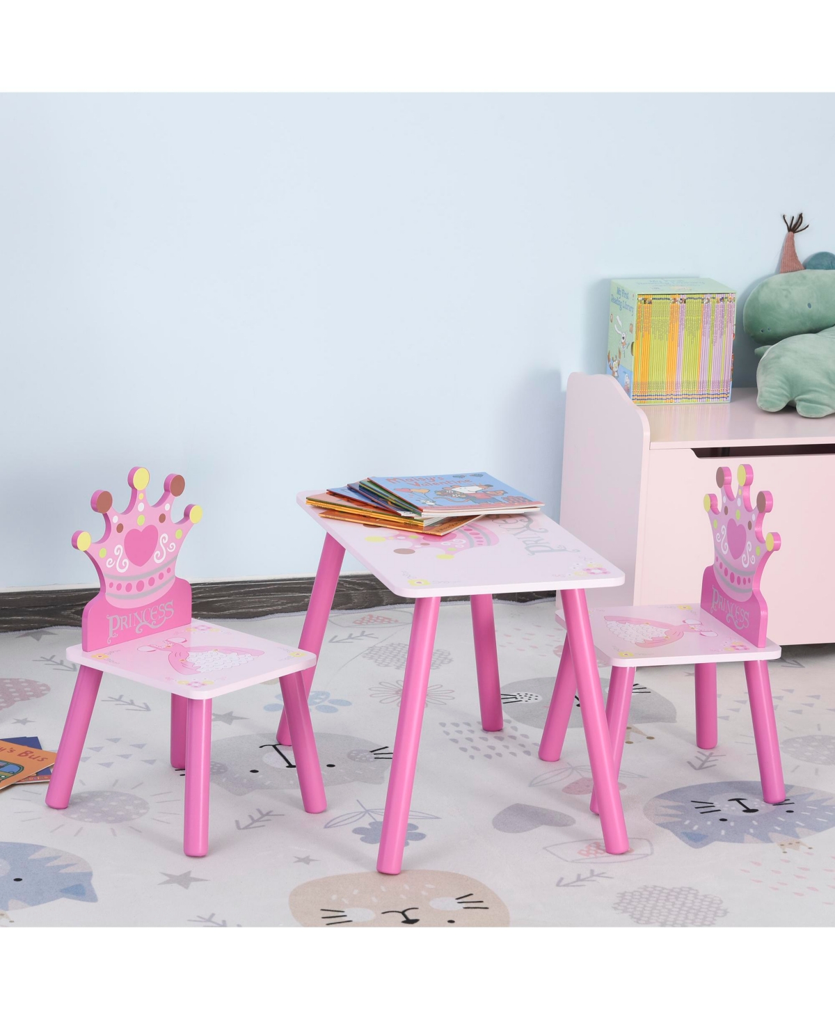 Click here for Clihome 3-Piece Wooden Kids Table and Chair Set  C... prices