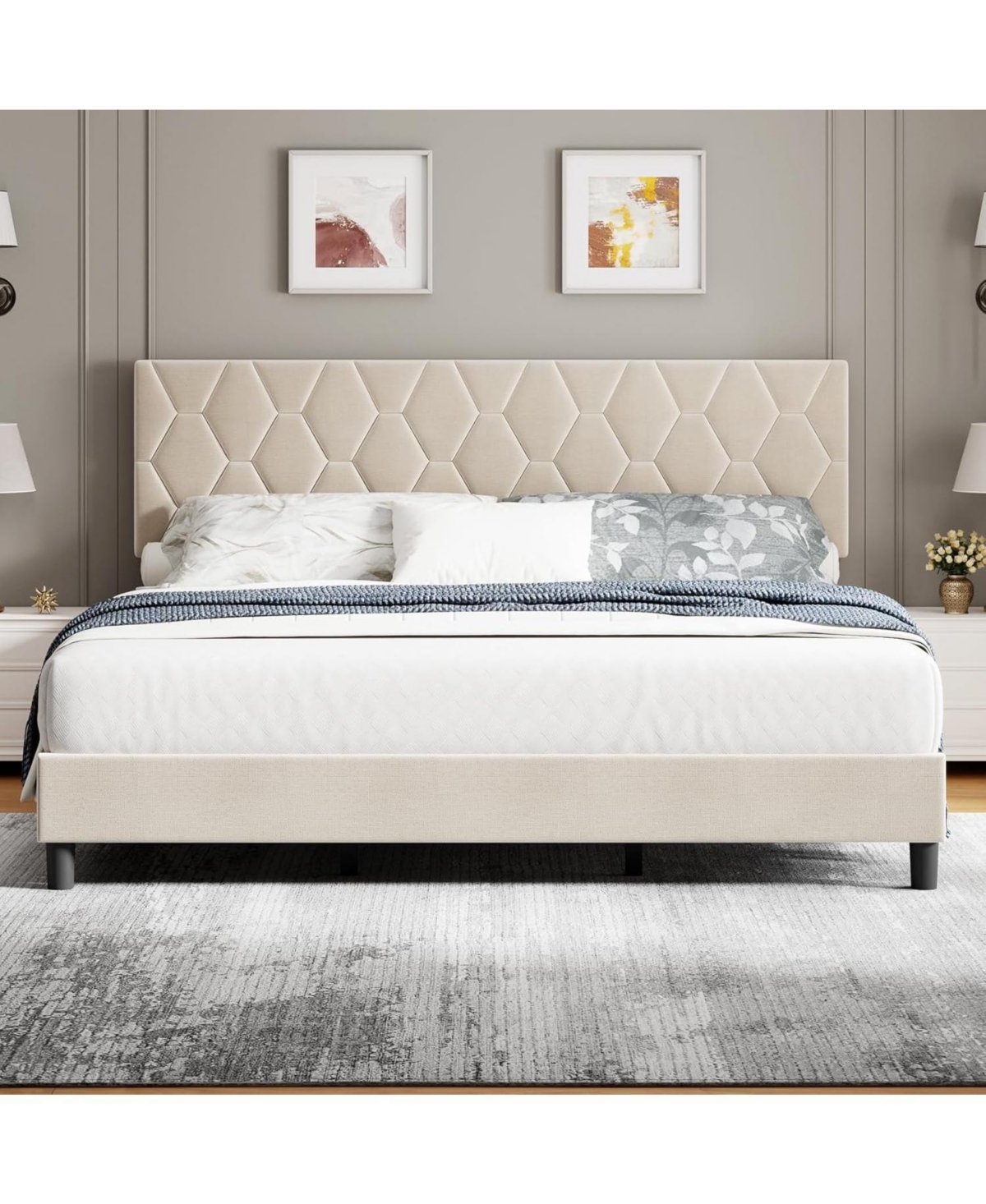 Click here for gaomon Platform Bed Heavy-Duty Upholstered Headboa... prices