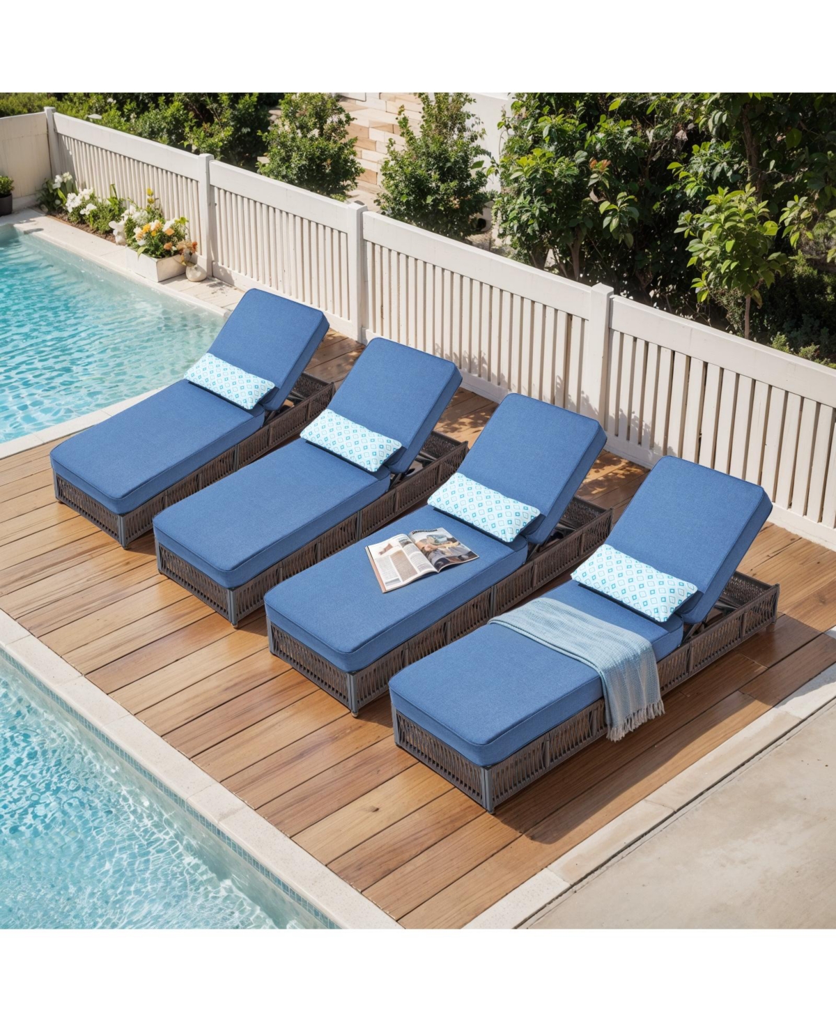 Click here for Pocassy Set of 4 Patio Chaise Lounge Chair  Wicker... prices