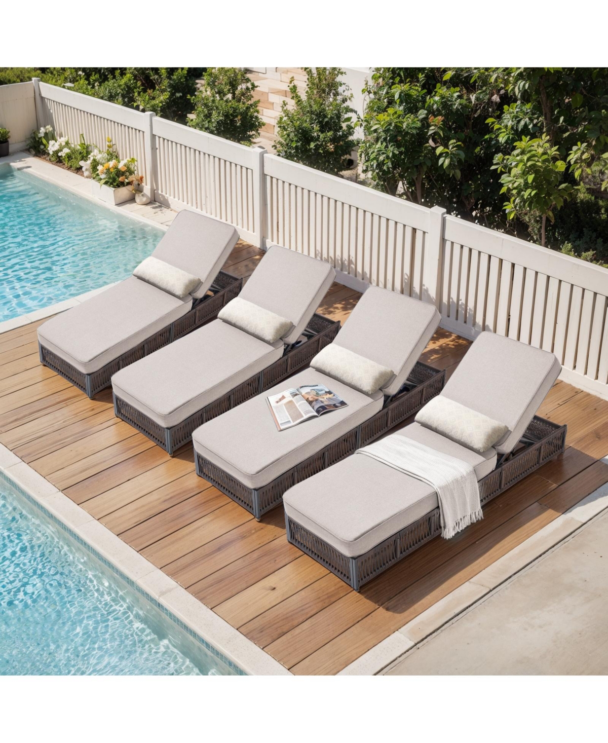 Click here for Pocassy Set of 4 Patio Chaise Lounge Chair  Wicker... prices